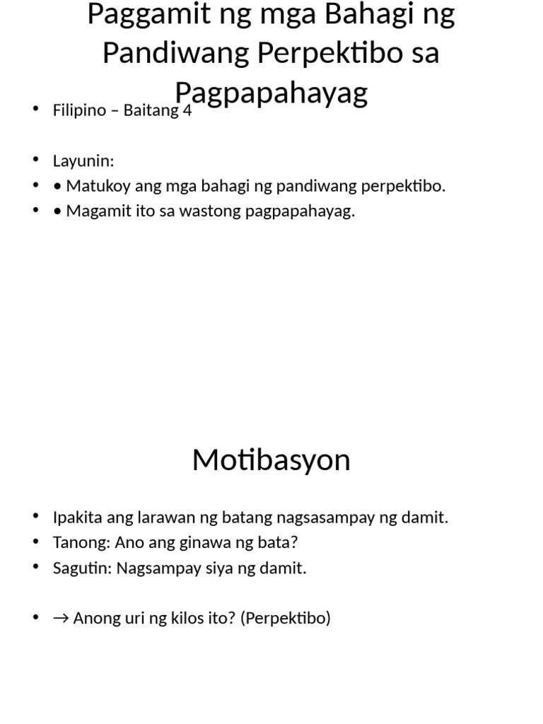 Pandiwang Perpektibo Grade4 | PDF