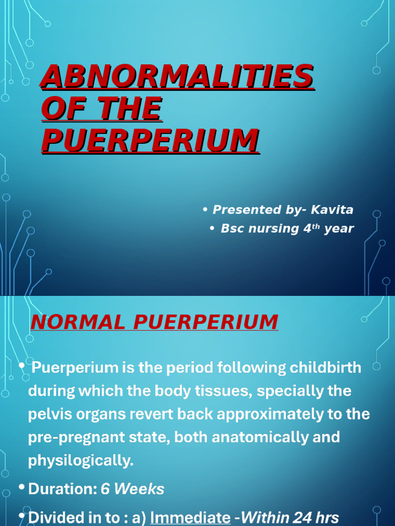 Abnormalities of Puerperium | PDF | Vein | Childbirth