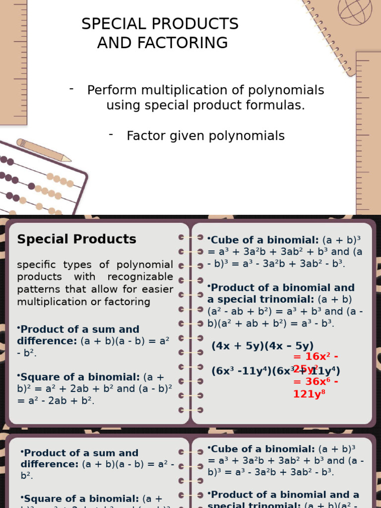 3 Special Products and Factoring | PDF | Factorization | Numerical Analysis
