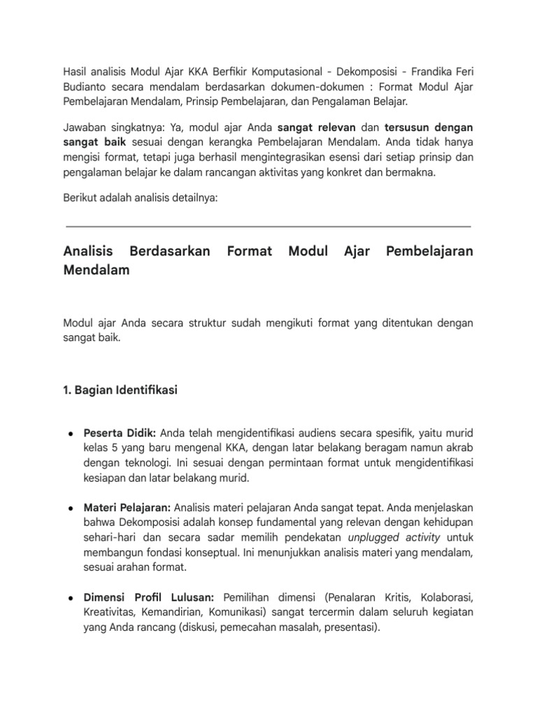 Hasil Analisis Modul Ajar KKA Feri | PDF