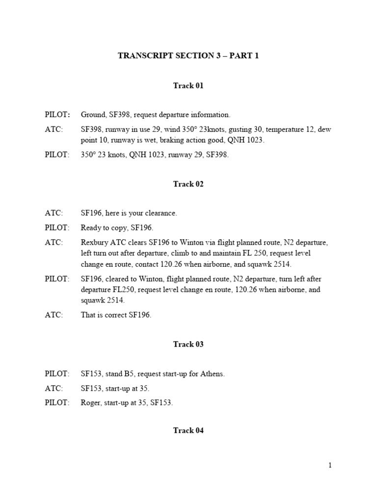 Transcript of Listening Files | PDF | Air Traffic Control | Transponder ...