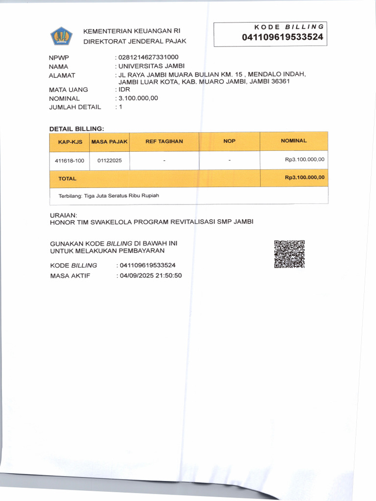 Pajak Honor Tim SMP | PDF