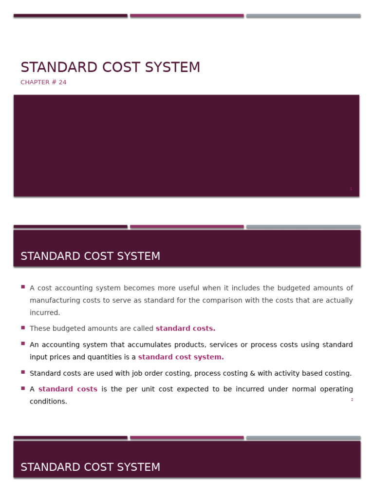 Standard Cost System (Chapter # 24) | PDF | Cost | Prices