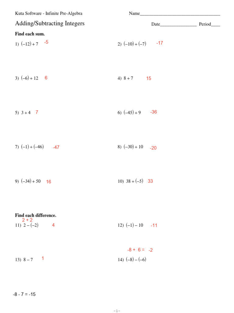 Adding+Subtracting Integers Solved | PDF | Mathematics | Number Theory