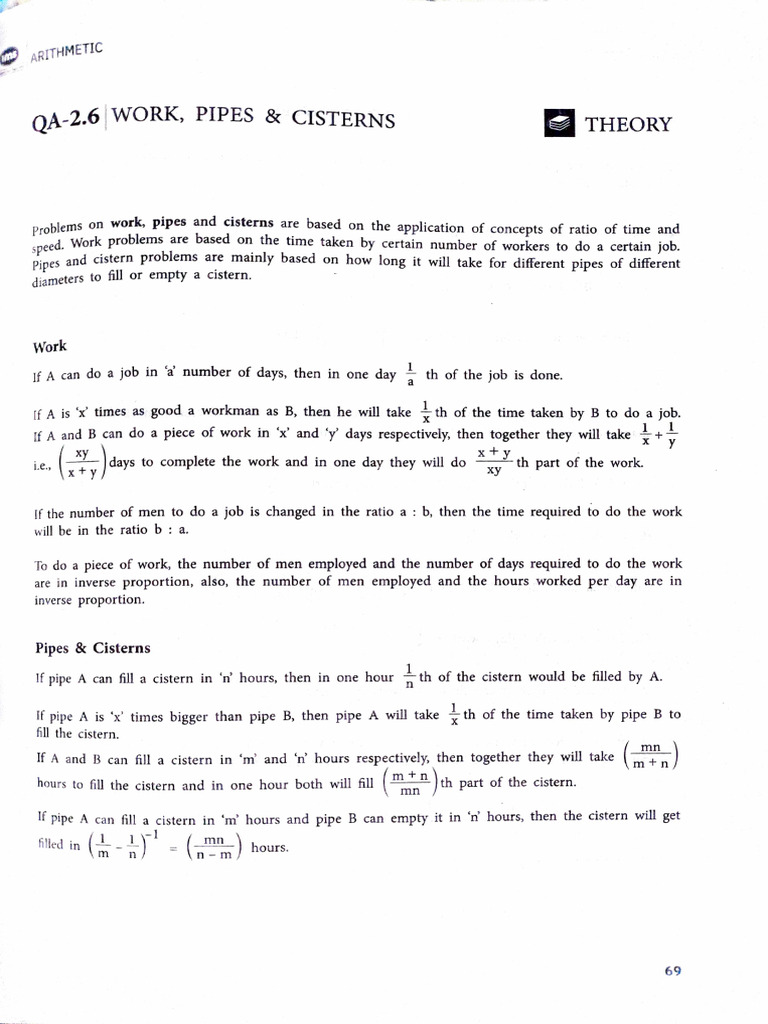 Work Pipe & Cistern (Tank) | PDF | Irrigation | Arithmetic
