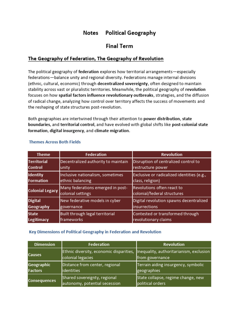 Notes Finals Political Geography | PDF | United States Congress ...