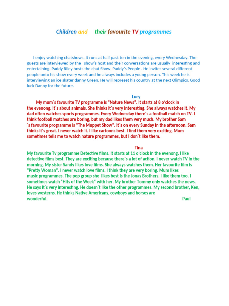 TV Programmes. Text | PDF