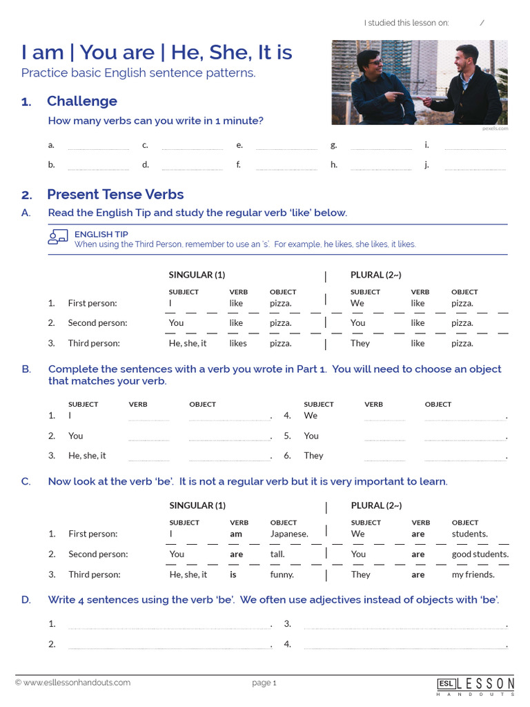 I Am You Are He She It Is Student | PDF | Verb | Subject (Grammar)