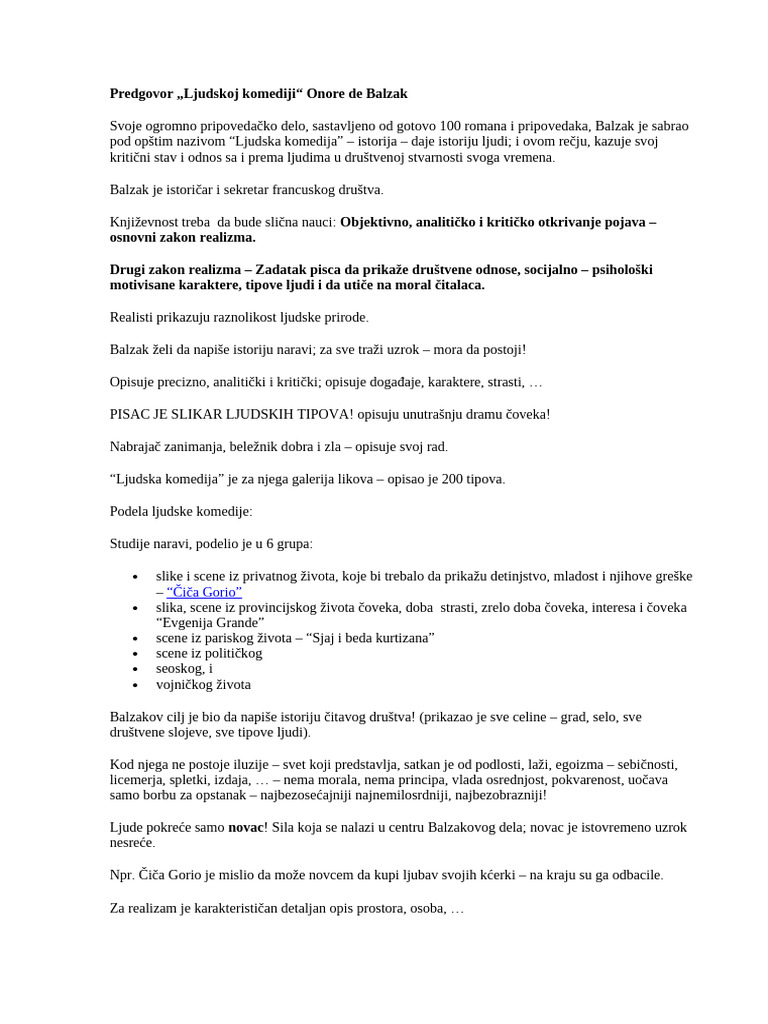 Predgovor Ljudskoj Komediji Balzak Pdf