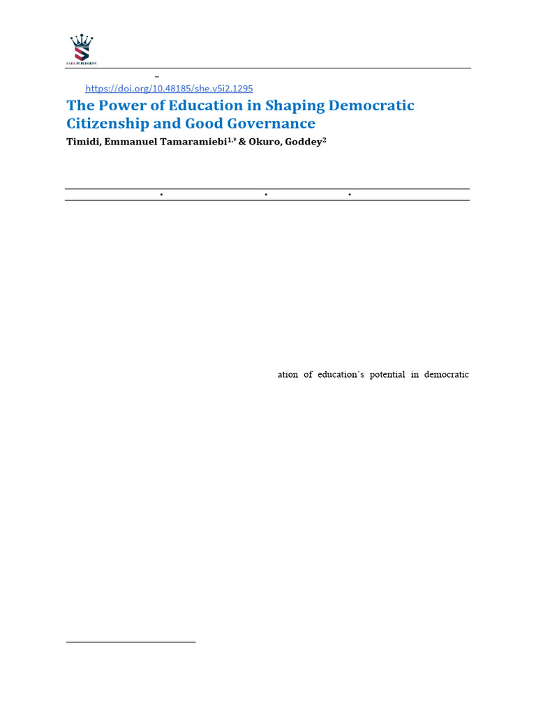 Power of Education in Shaping Democratic Citizensh | PDF | Governance ...
