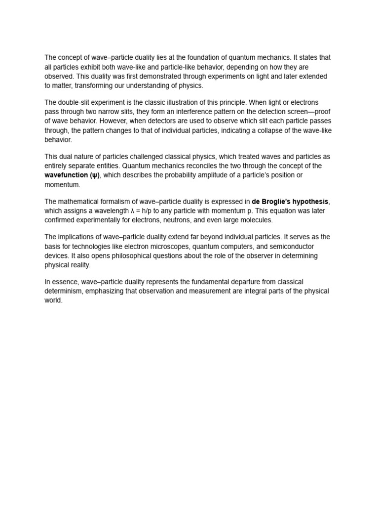 Wave Particle Duality Pdf