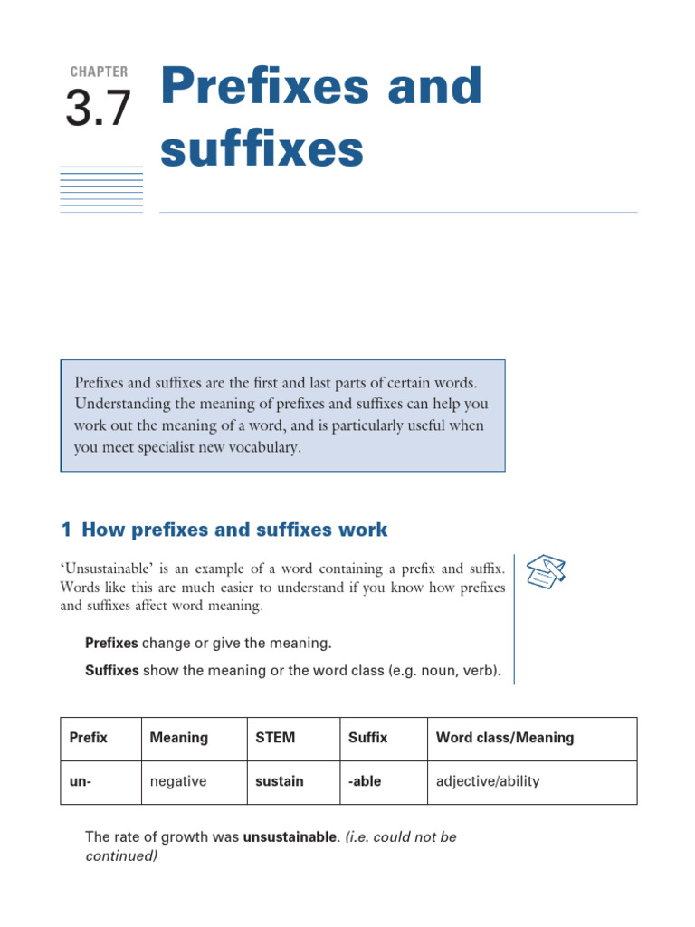 Understanding Prefixes and Suffixes | PDF | Part Of Speech | Adjective