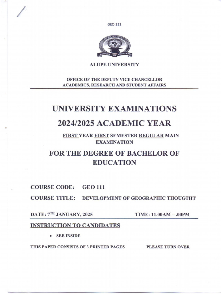 Geo 111 Development of Geographic Thought | PDF