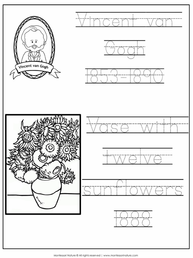 Vincent Van Gogh Vase With Twelve Sunflowers Montessori Nature Free ...