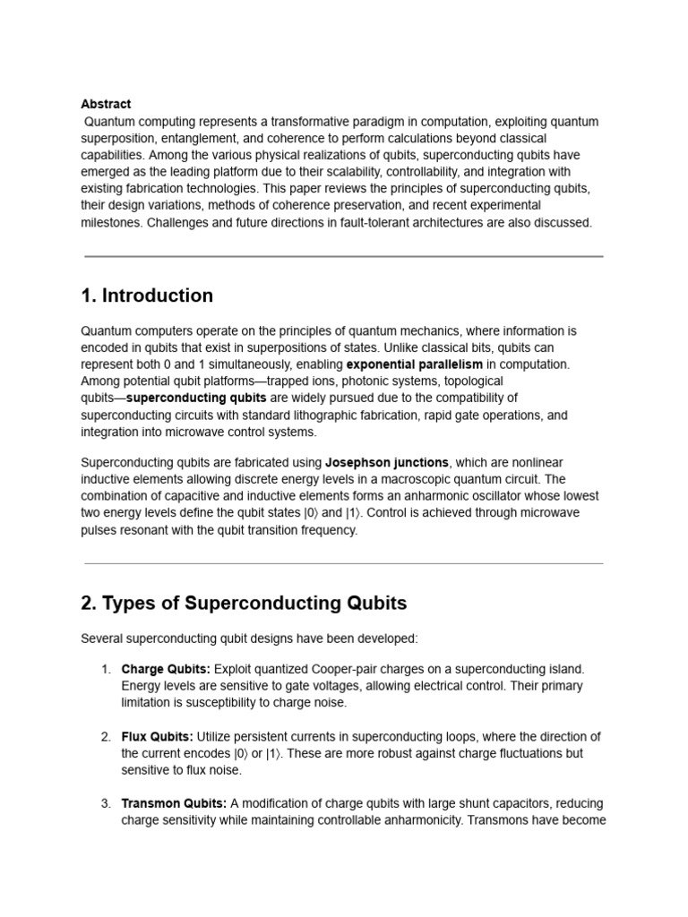 Development of Quantum Computing Using Superconducting Qubits | PDF | Quantum Computing ...