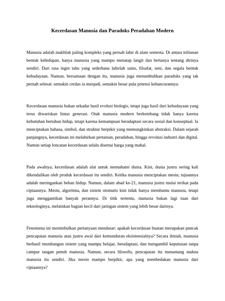 Kecerdasan Manusia dan Paradoks Peradaban Modern | PDF