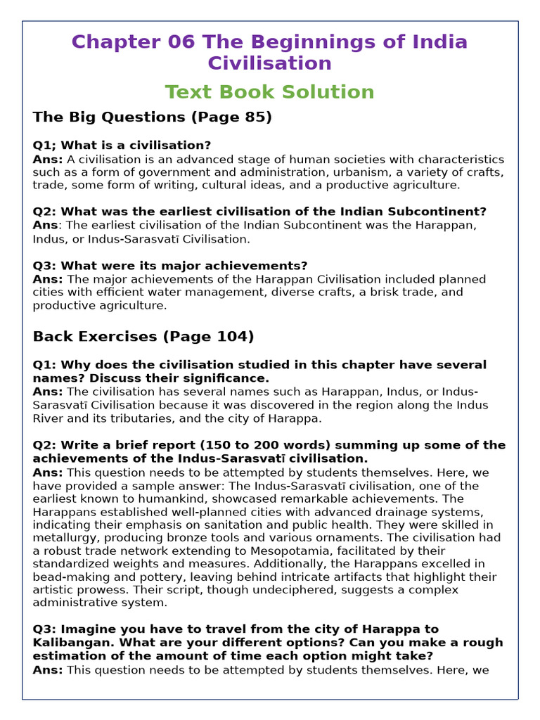 Beginnings of Indian Civilization | PDF