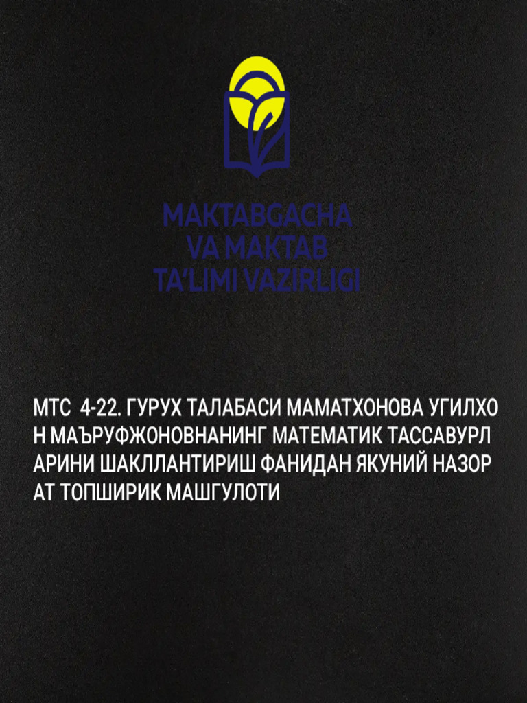 Yakuniy Nazorat Topshirigi | PDF