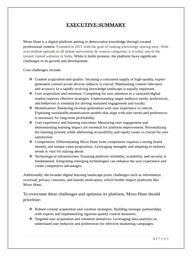 Mozo Hunt: Overcoming Digital Learning Challenges | PDF | Employee ...
