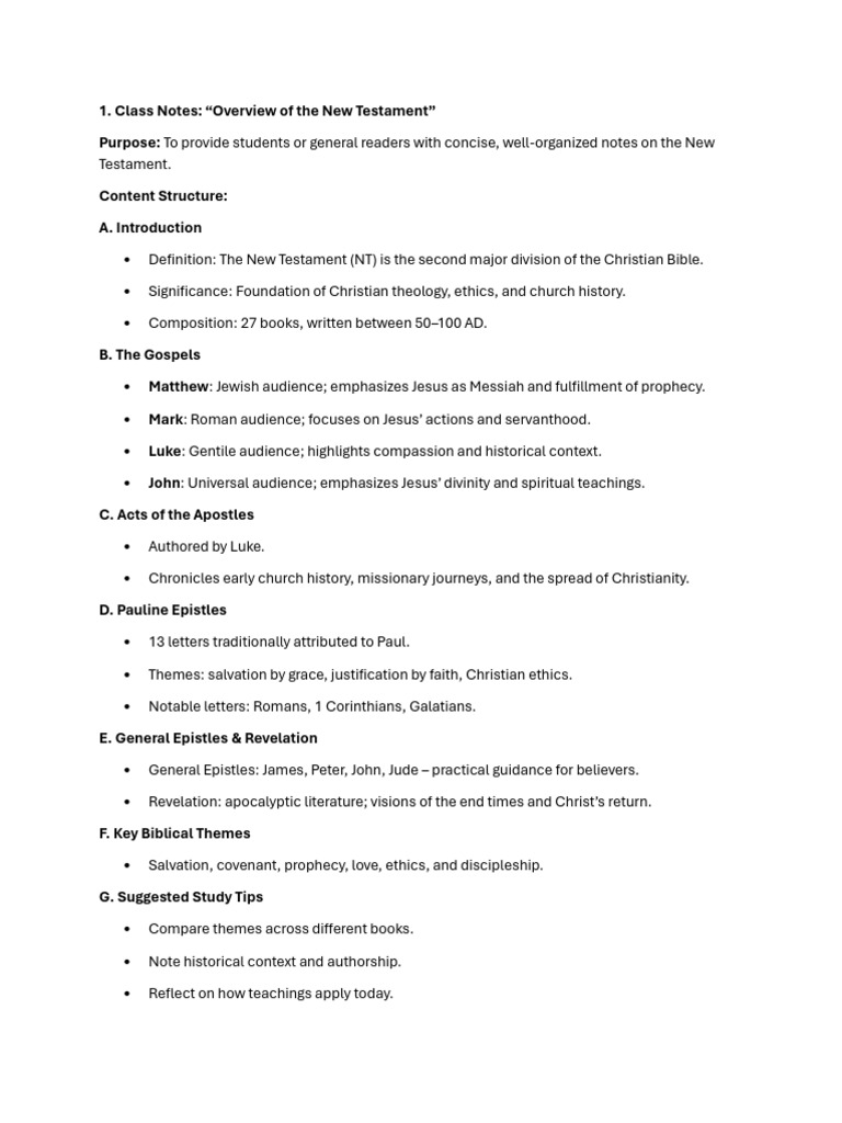 Overview of New Testament | PDF