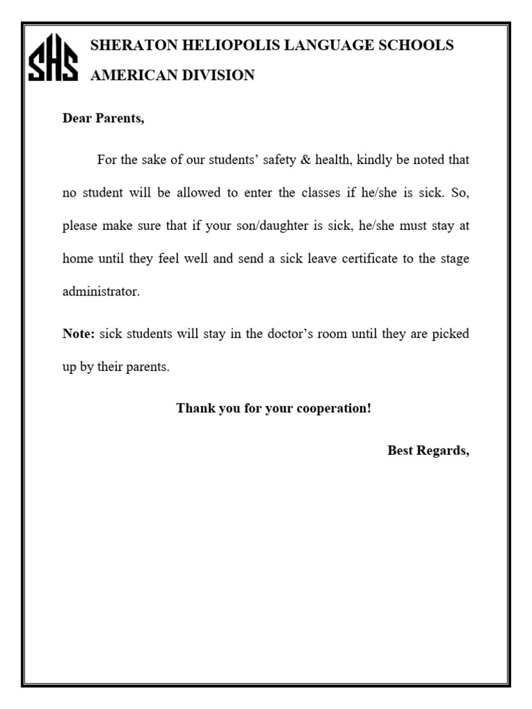 Important Notice (Sick Students) American | PDF