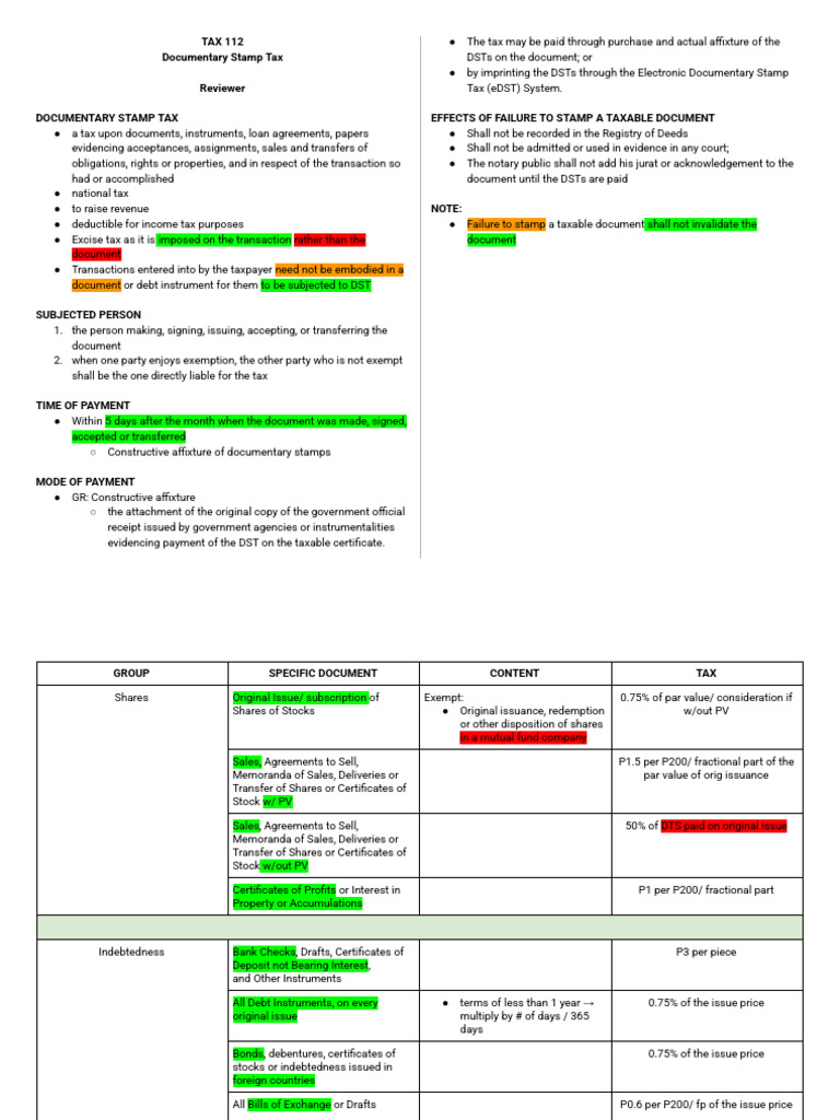 Documentary Stamp Tax Overview | PDF | Taxes | Bonds (Finance)