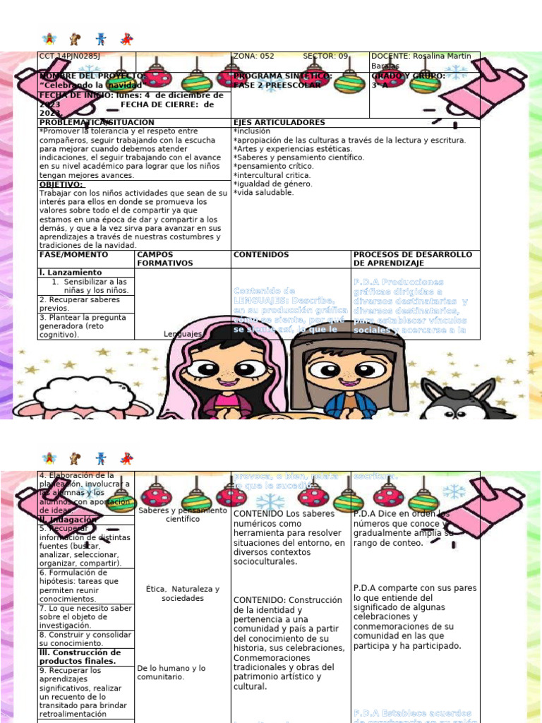 Proyecto Educativo: Celebrando la Navidad | PDF | Navidad | Educación ...