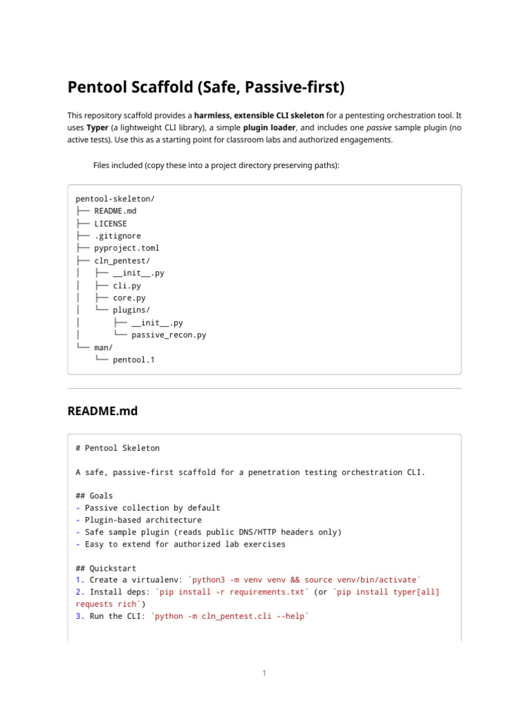 Pentool Skeleton - Cli + Plugin Scaffold | PDF | Domain Name System | Command Line Interface