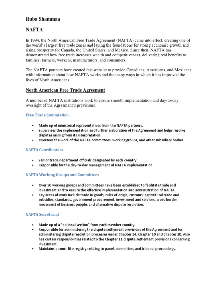 NAFTA | PDF | North American Free Trade Agreement | Free Trade