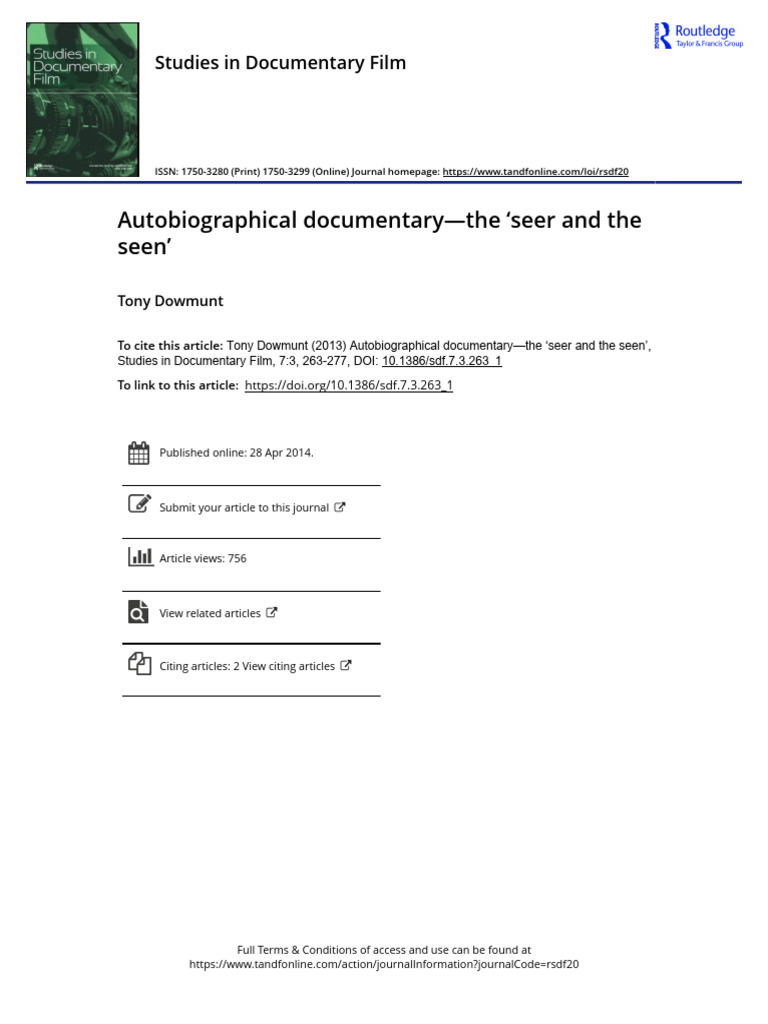 Autobiographical Documentary Insights | PDF | Documentary Film