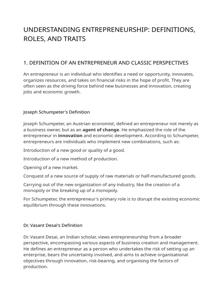 Entrepreneur Traits Explained | PDF | Entrepreneurship | Economies