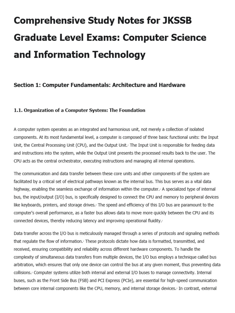 JKSSB Computer Science Exam Study Guide | PDF | Random Access Memory ...