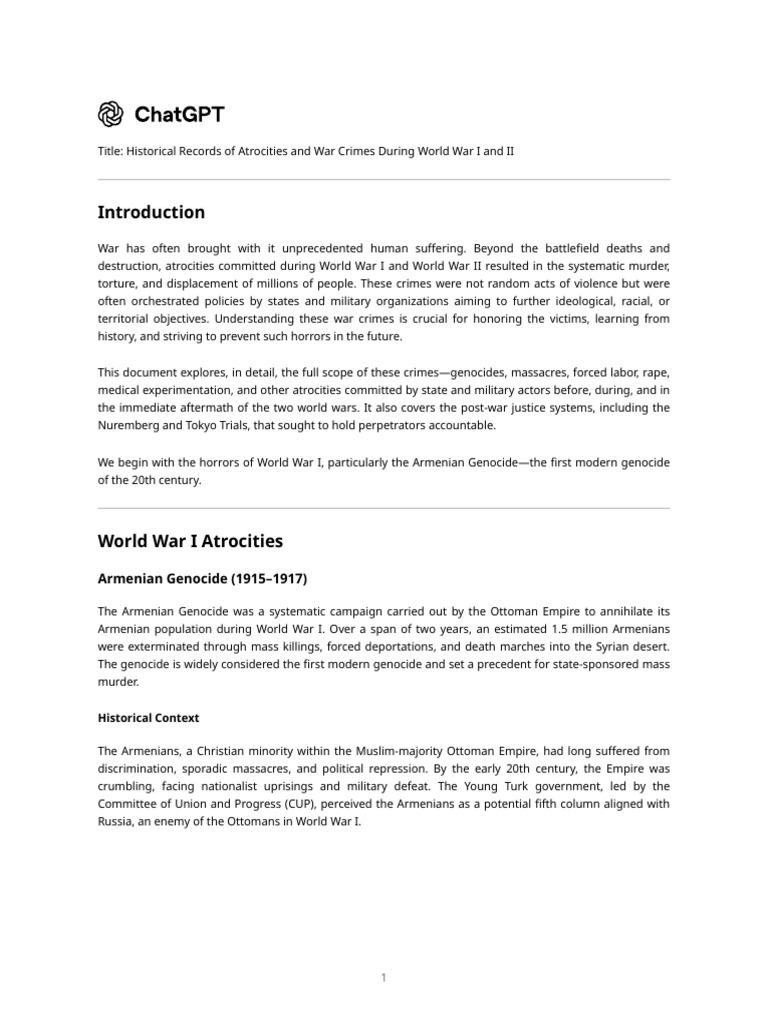 Ww1 Ww2 War Crimes | PDF | Genocides | Armenian Genocide