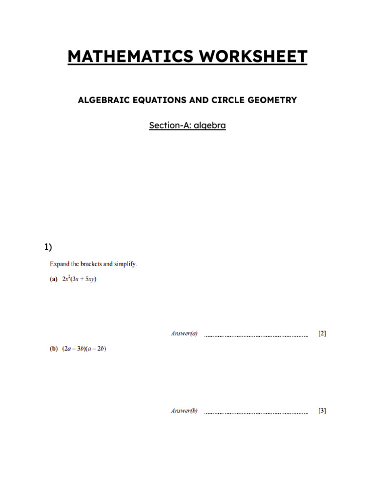 Mathematics Worksheet | PDF