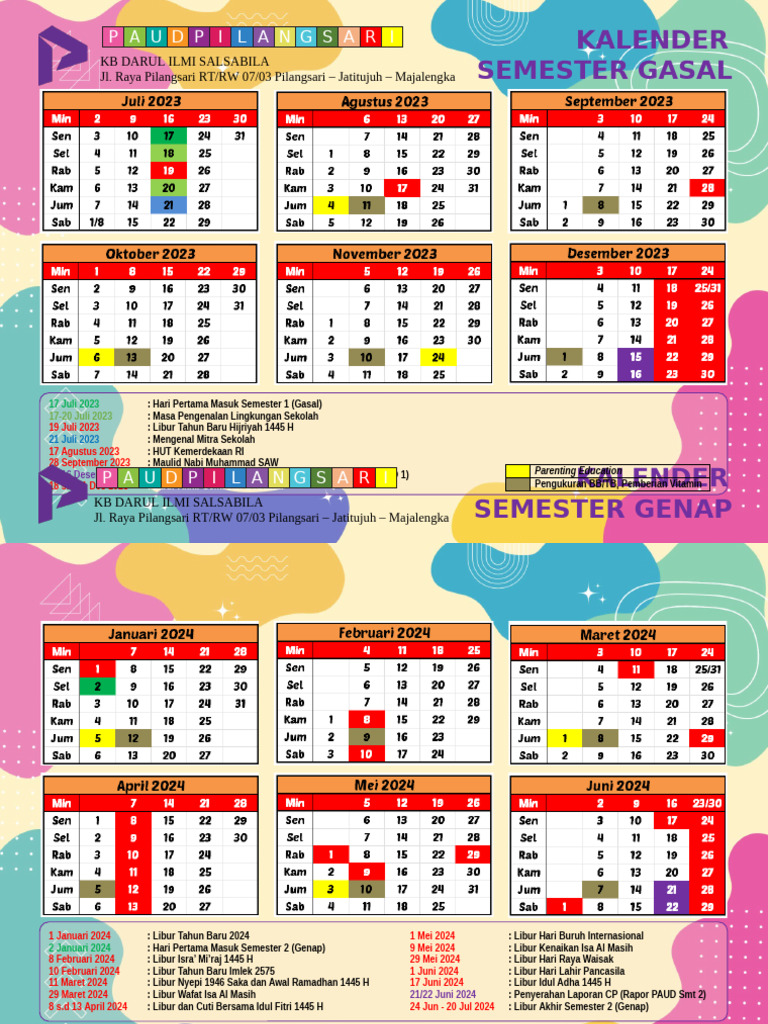 Kalender Akademik PAUD Jateng 2023 2024 | PDF