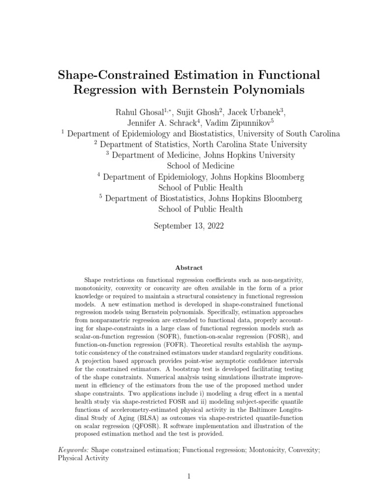 Shape-constrained Estimation in Functional Regression With Bernstein Polynomial | PDF | Linear ...