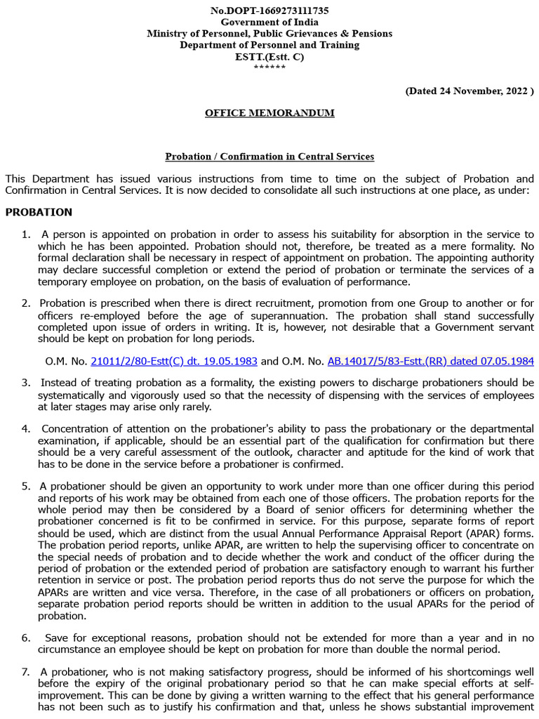 Central Services Probation Guidelines | PDF | Probation