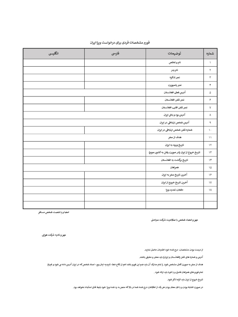 Iran Visa Form | PDF
