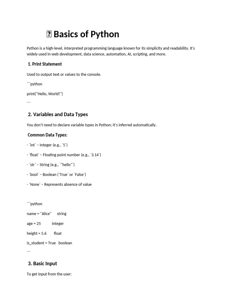 Basics Hhgggghuytuijohfdshkhfgjof Python | PDF | Boolean Data Type | Python (Programming Language)