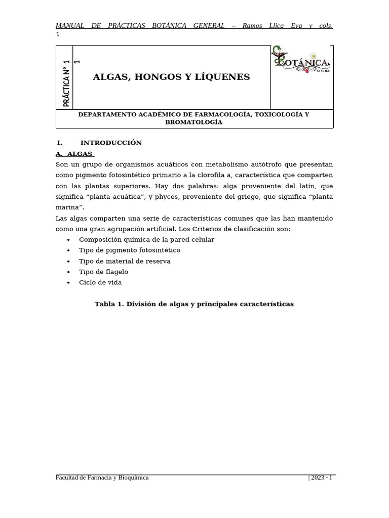 Botania Liquen | PDF | Algas | Hongo