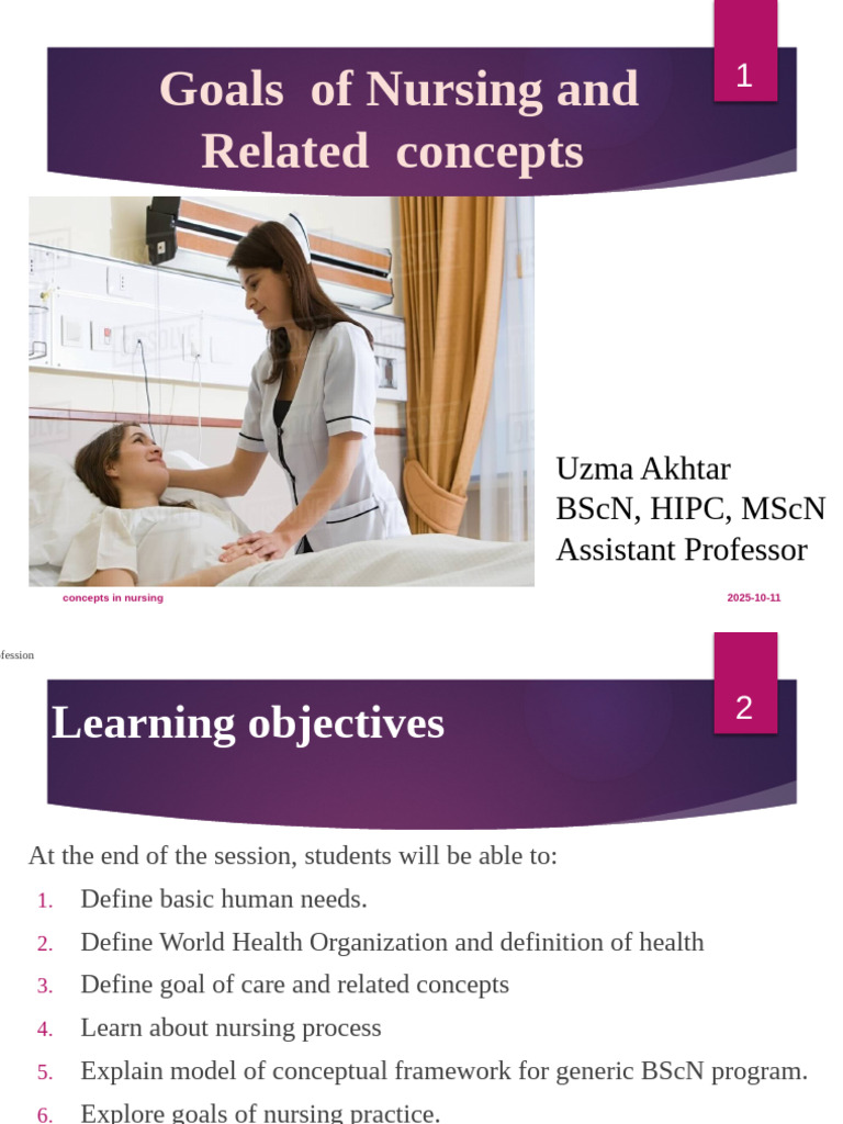 Goals and Concepts in Nursing 2025 | PDF | Nursing | Medicine