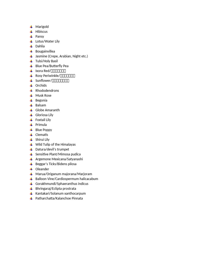 Native Indian Flowers, Shrubs, Plants Etc. | PDF