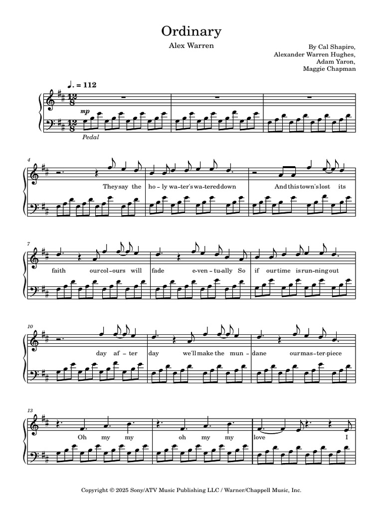 Ordinary by Alex Warren - Lyrics | PDF