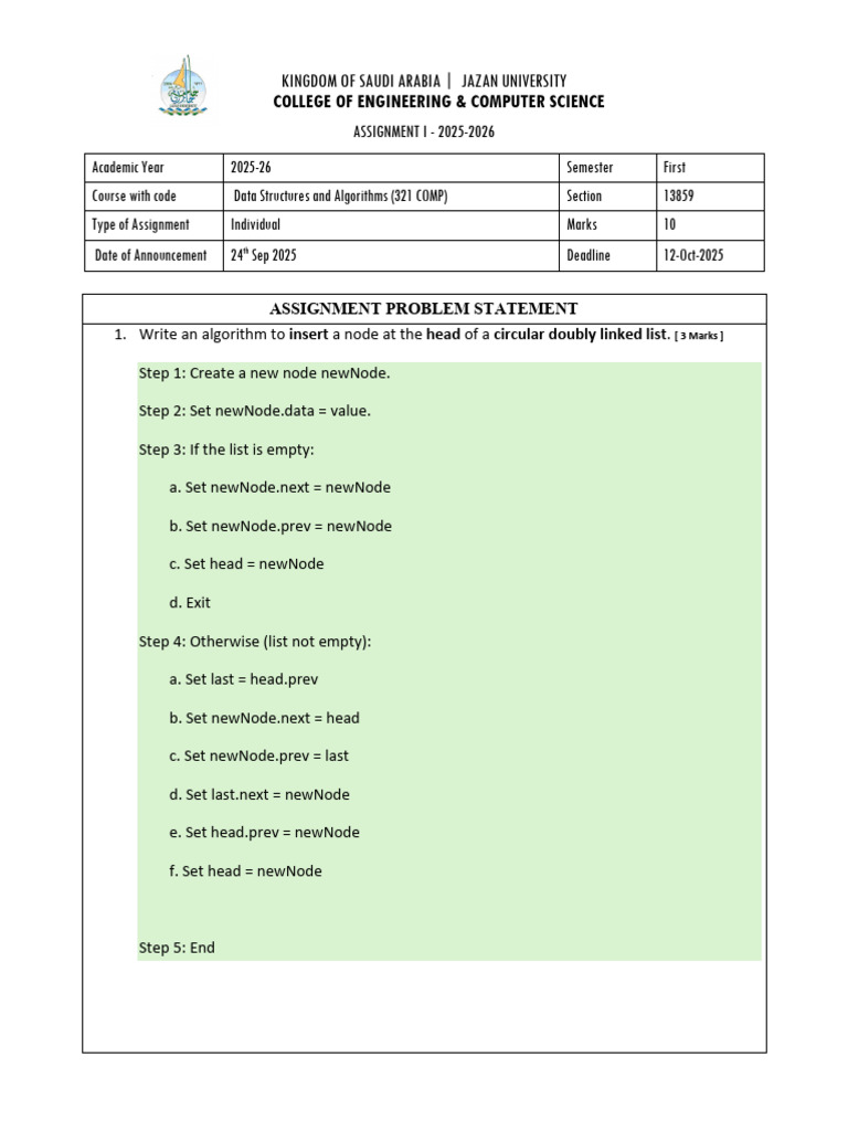 Jazan University Data Structures Assignment | PDF | Computer ...