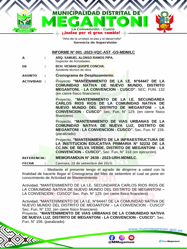 Crono Setiembre 2023 Info Nº01 Vicman | PDF