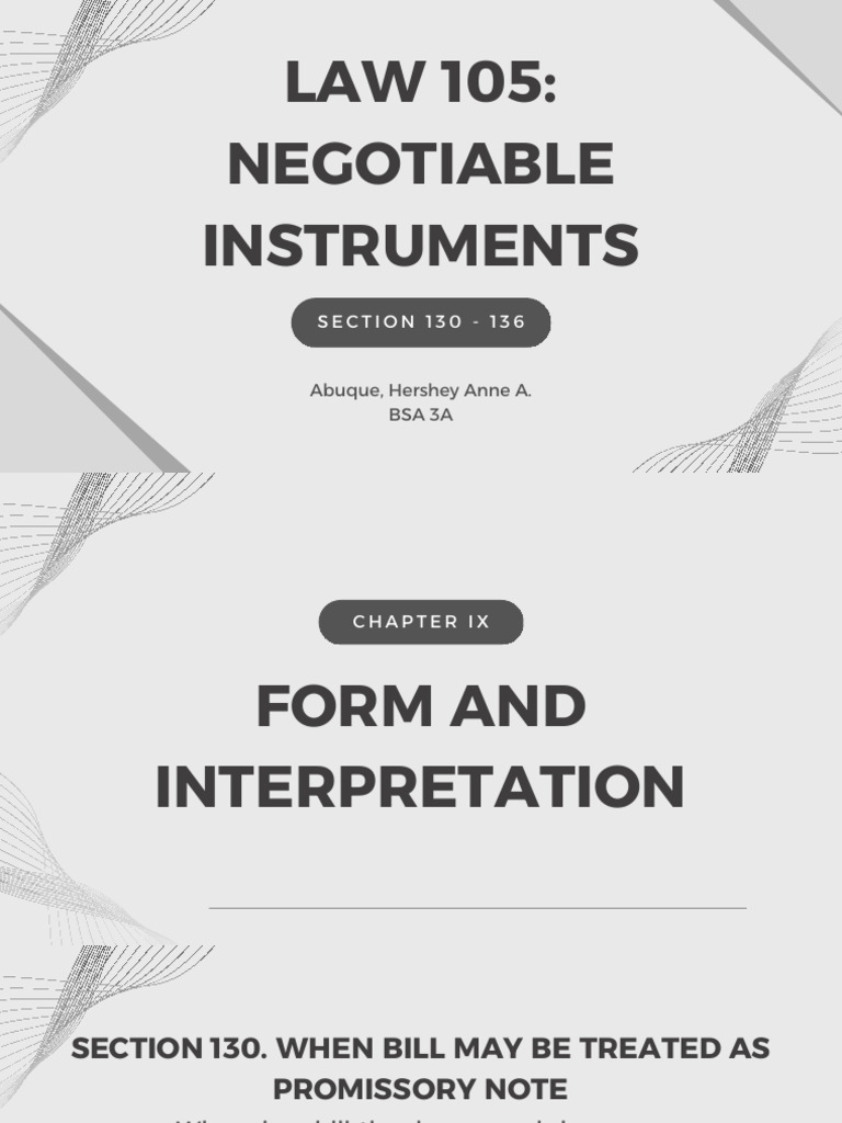 Negotiable Instruments Law | PDF | Negotiable Instrument | Civil Law ...