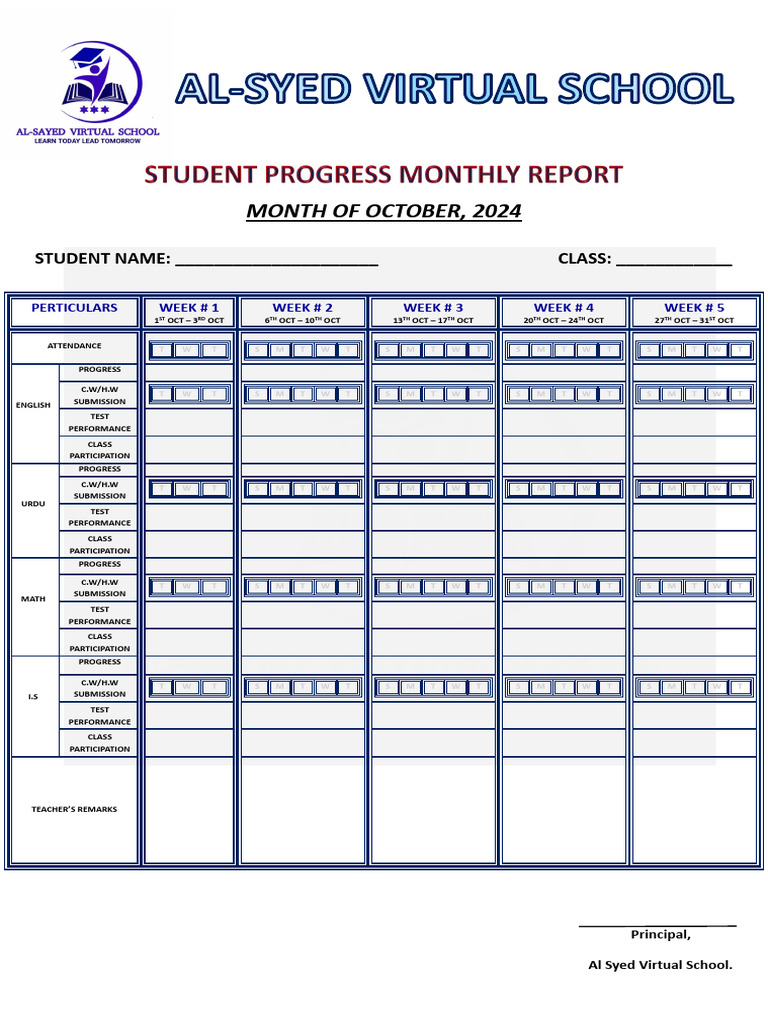 October Student Progress Report | PDF