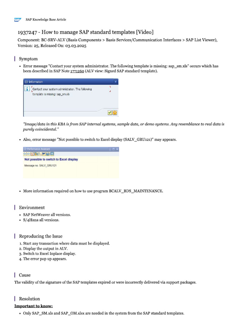 How To Manage SAP Standard Templates | PDF