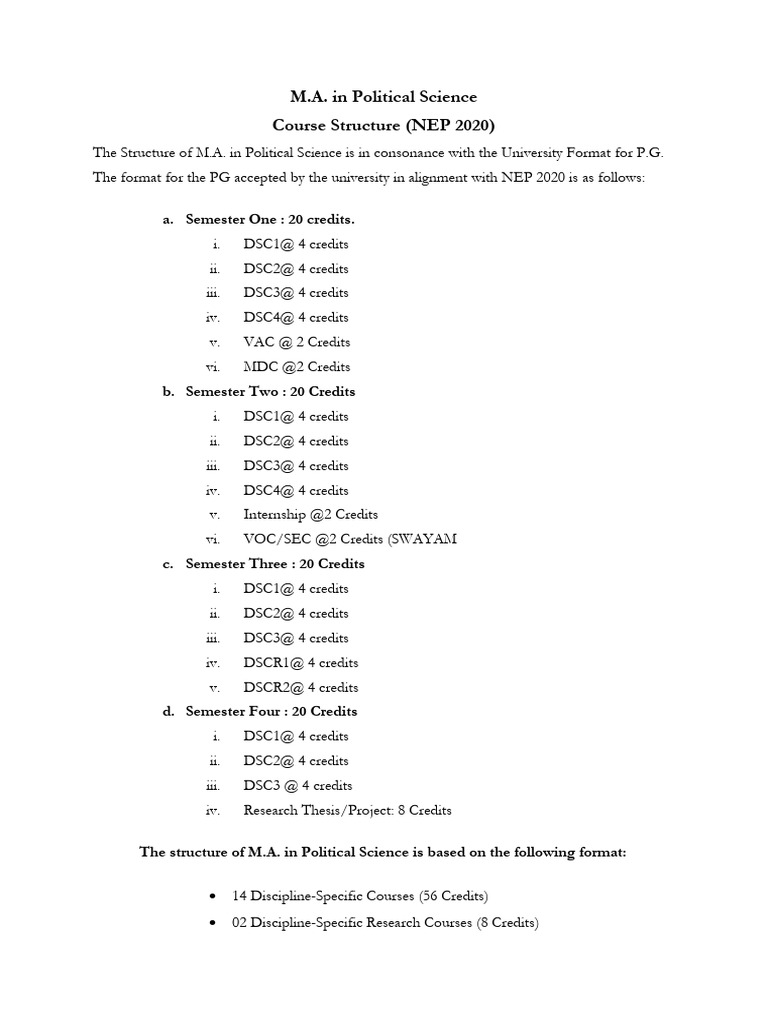 M.A. Political Science Course Structure | PDF | Mahatma Gandhi ...