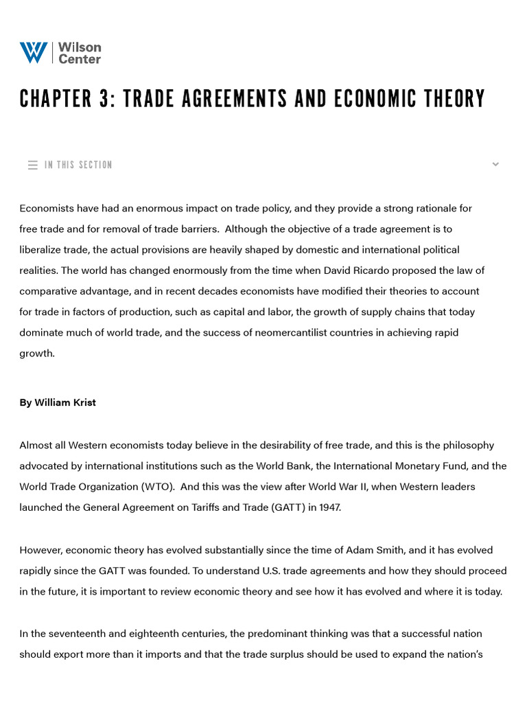 Chapter 3 - Trade Agreements and Economic Theory - Wilson Center | PDF ...